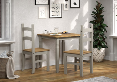 Core Products PAIR of Corona Grey Solid Pine Chairs, Grey Wax Finish ...