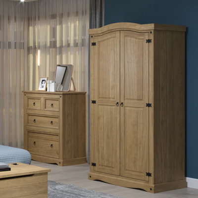 Core Products Premium Corona 2 Door Wardrobe - Antique Waxed Pine ...