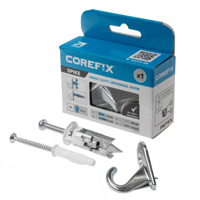 Corefix Spike Large Wall Hook. Nickel Finish with fixing