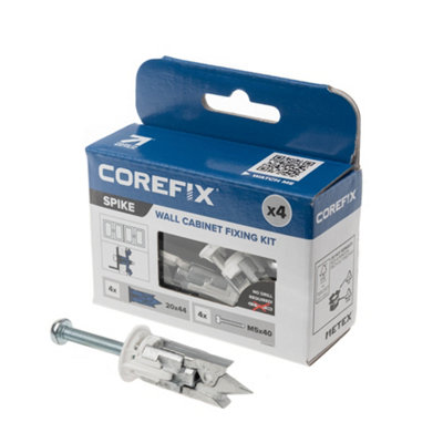 Corefix Spike Wall Cabinet Fixing Kit. Plasterboard. 4pk with M5x40mm ...