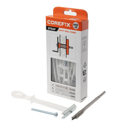 Corefix Strap Cavity Wall Fixing. 4pk with M5x60mm screws