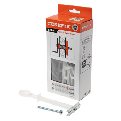 Corefix Strap Cavity Wall Fixing. 8pk with M5x60mm screws