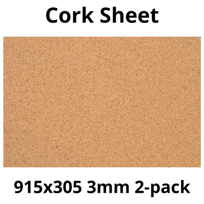 Cork Sheet - 3mm - 915x305mm - UK Brand - Natural Insulation for Decor ...