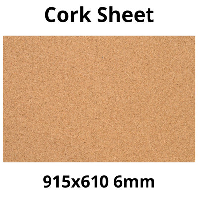 Cork Sheet - 6mm - 915x610mm - Decor and DIY - UK Brand - 1 pack
