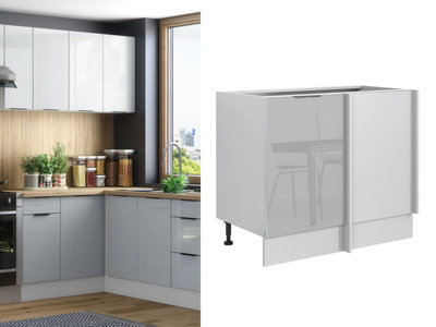 Corner Cabinet Kitchen Cupboard Base Unit Modern Storage Grey Gloss ...