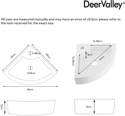Corner Cloakroom Basin, DeerValley Bathroom Corner Sink, Triangular ...