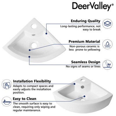 Corner Cloakroom Basin, DeerValley Bathroom Corner Sink, Triangular ...