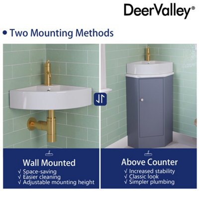 Corner Cloakroom Basin, DeerValley Bathroom Corner Sink, Triangular ...