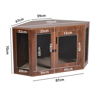 Corner Dog Cage Dog House Dog Crate with Lockable Door and Cushion