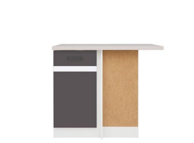 Corner Kitchen Base Cabinet 100cm 1000 Right Lower Cupboard Grey White Junona