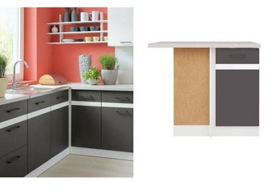Corner Kitchen Base Cabinet Left 100cm 1000 Lower Cupboard Grey / White ...