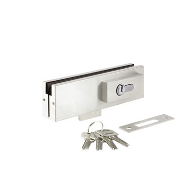 Corner lock US 10, flat bolt, profile cylinder, brushed stainless steel