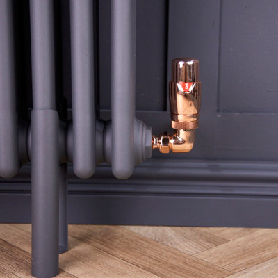 Corner Round Thermostatic Radiator Valve & Lockshield 15mm x 1/2 inch ...