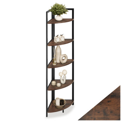 Corner Shelf Castlebar - 5 tier shelving unit - Industrial wood dark ...