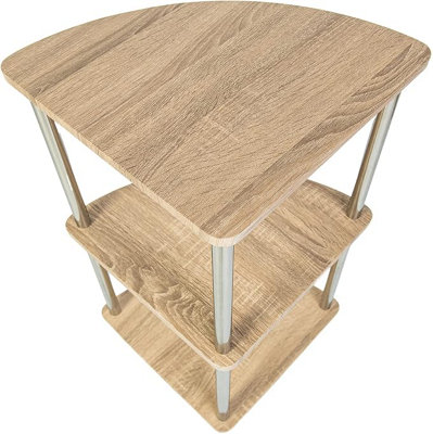 Corner Shelf Unit 3 Tier Oak Finish Corner Shelving Storage Shelves ...