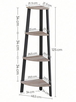 Corner Shelf Unit, 4-Tier Corner Shelf, Ladder Shelf for Living Room ...