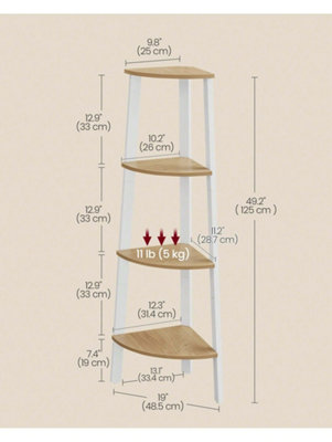 Corner Shelf Unit, 4-Tier Corner Shelf, Ladder Shelf for Living Room ...