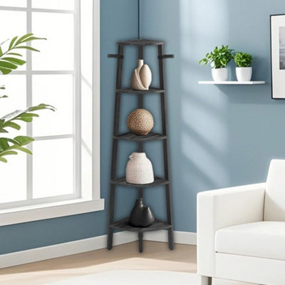 Corner Shelf Unit, 5-Tier Corner Shelf, Ladder Shelf for Living Room ...