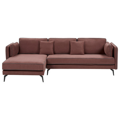 Corner Sofa 3 Seater ALTAN Fabric Burgundy Right Hand