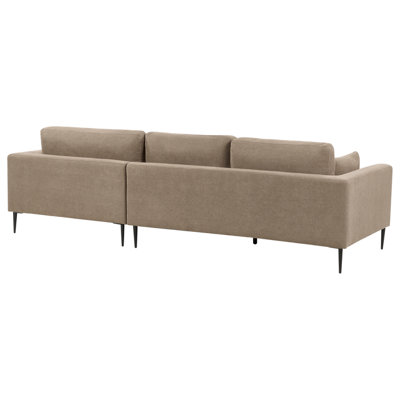 CORNER SOFA 3 SEATER FLAM FABRIC LIGHT BROWN LEFT HAND