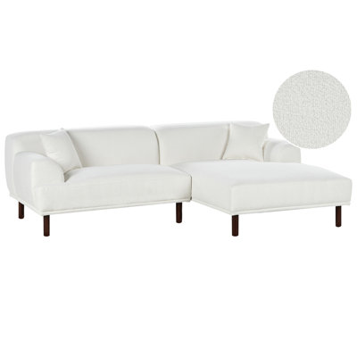 Corner Sofa 3 Seater HOLT Boucle White Left Hand