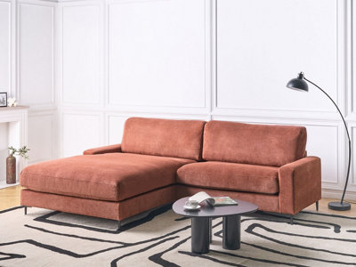 Corner Sofa 3 Seater MALOY Fabric Red Right Hand