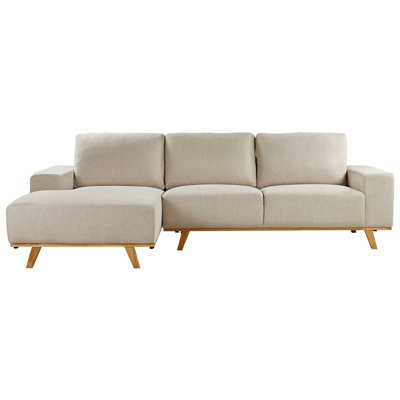 Corner Sofa 3 Seater NORA Fabric Beige Right Hand
