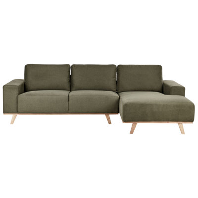 Corner Sofa 3 Seater NORA Fabric Green Left Hand