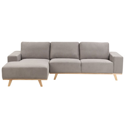 Corner Sofa 3 Seater NORA Fabric Taupe Right Hand