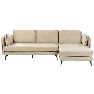 Corner Sofa ALTAN Velvet Beige Left Hand
