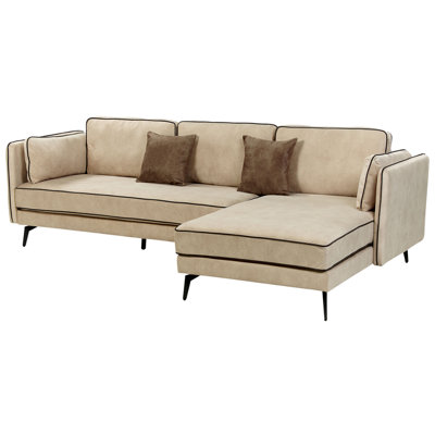 Corner Sofa ALTAN Velvet Beige Left Hand