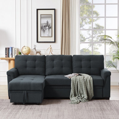 Corner Sofa Bed L Shaped Corner Sofa Bed with Storage Settee Sleep Reversible Storage Chaise Linen