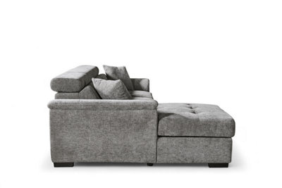 Corner Sofa Bed with Storage in Grey Chenille Fabric 1C2 Sofabed