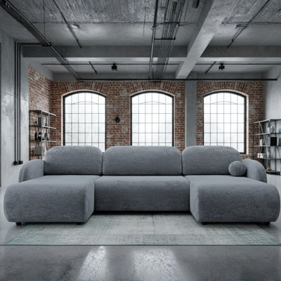 Corner Sofa DREAM U LC+2R+LC with Storage and Sleeping Function Grey