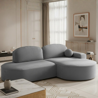 Corner Sofa PARMA PRO BALL with Sleeping Function Grey Right Side