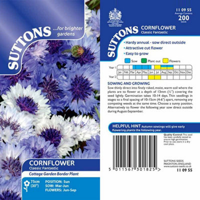 Cornflower Classic Fantastic 1 Seed Packet (200 Seeds)