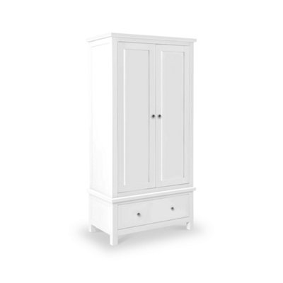 Cornish White Double Wardrobe with Drawer - By Roseland Furniture