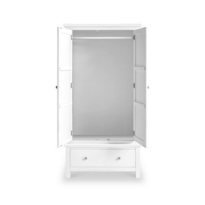 Cornish White Double Wardrobe with Drawer - By Roseland Furniture