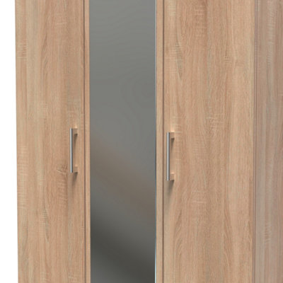 Cornwall Tall Triple Mirrored Wardrobe in Bardolino Oak (Ready Assembled)