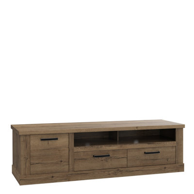Corona 1 Door 2 Drawer TV Unit in Tabak Oak