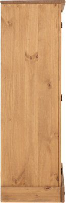 Corona 1 Door 4 Drawer Low Combi Wardrobe in Distressed Waxed Pine