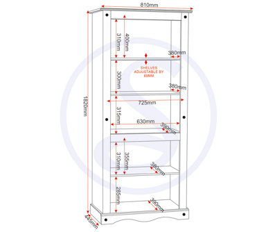 Corona 2 Door Display Unit Bookcase Wax Pine with 3 Shelves