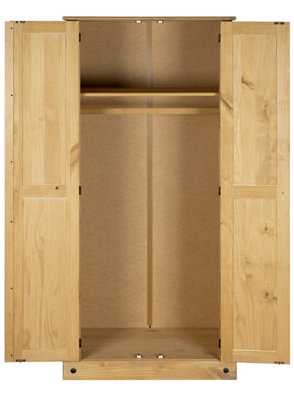 Corona 2 Door Wardrobe Flat Top Mexican Solid Pine