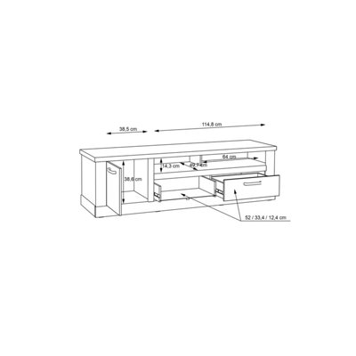 CORONA 2 DRAWER 1 DOOR COFFEE TV UNIT IN ARTISAN OAK