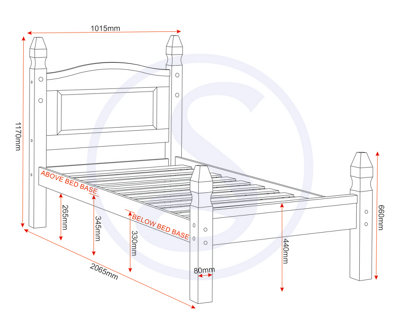 Corona 3ft Single Bed Low Foot End in Distressed Waxed Pine