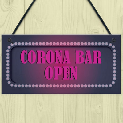 CORONA BAR OPEN Sign Neon Effect Home Bar Pub Man Cave Hanging Sign