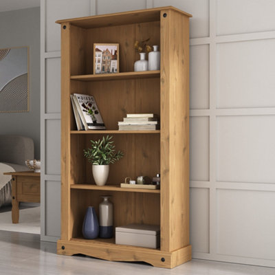 Corona Bookcase Medium Pine 4 Book Shelves Mexican Solid Wood
