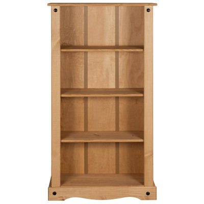 Corona Bookcase Medium Pine 4 Book Shelves Mexican Solid Wood