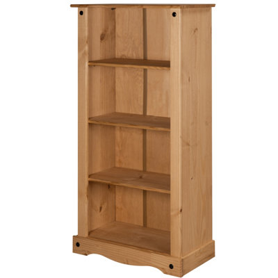 Corona Bookcase Medium Pine 4 Book Shelves Mexican Solid Wood