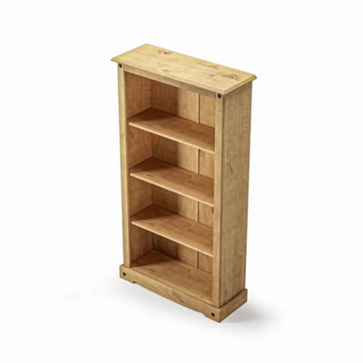 Corona Bookcase Medium Pine 4 Book Shelves Mexican Solid Wood
